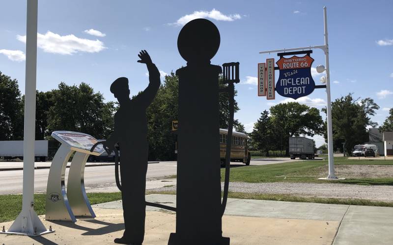 Illinois Route 66 Scenic Byway Interpretive Statue and Wayside Panel ...